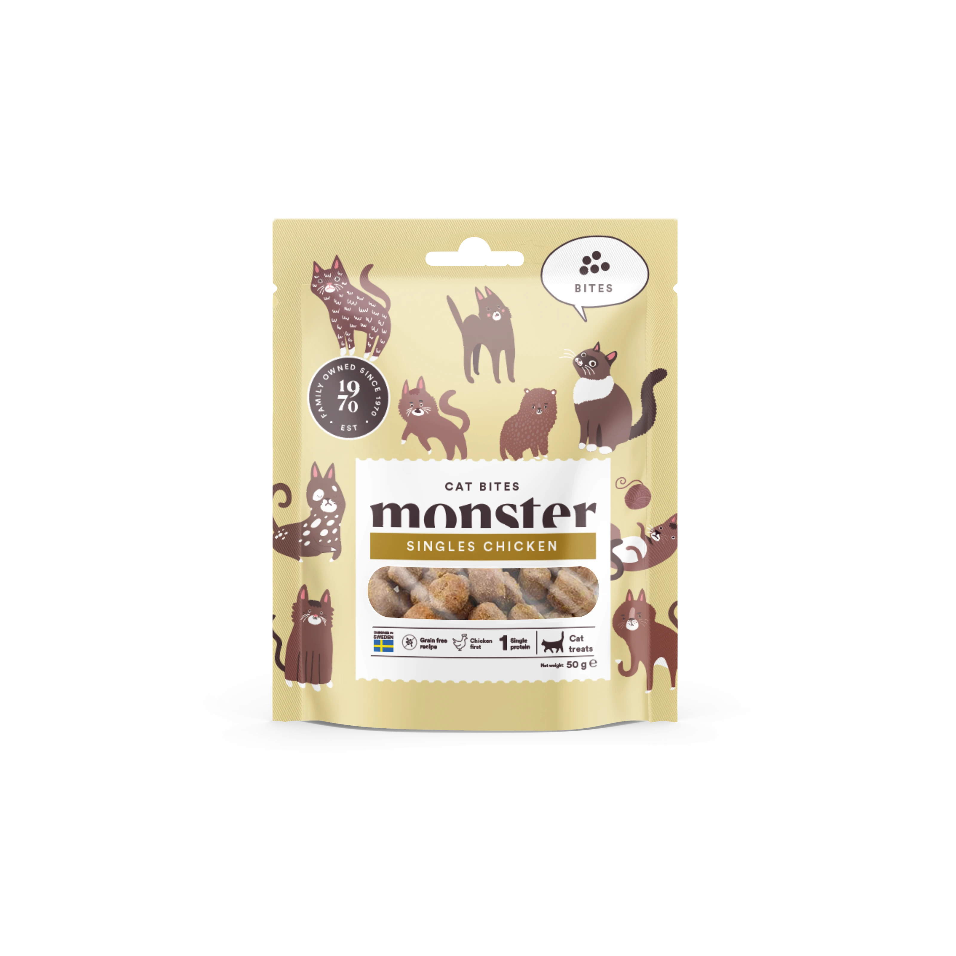 Monster Pet Food Cat Bites Kylling 50 g | ZOO.no